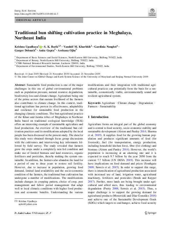 (PDF) Traditional bun shifting cultivation practice in Meghalaya ...
