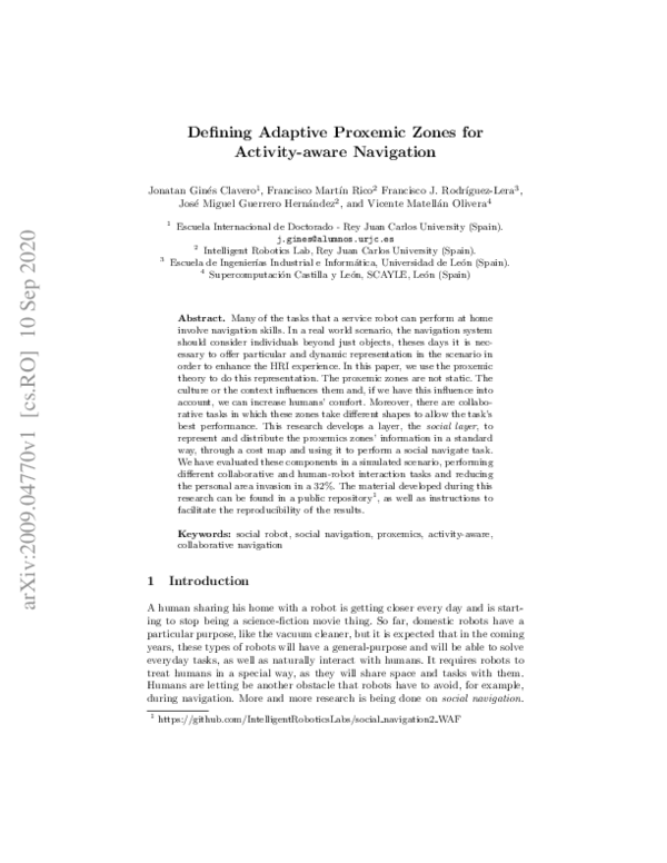 (PDF) Defining Adaptive Proxemic Zones for Activity-Aware Navigation