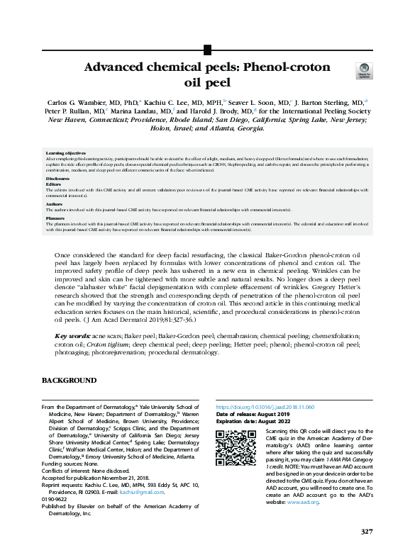 (PDF) Advanced chemical peels: phenol-croton oil peel | Peter Rullan ...
