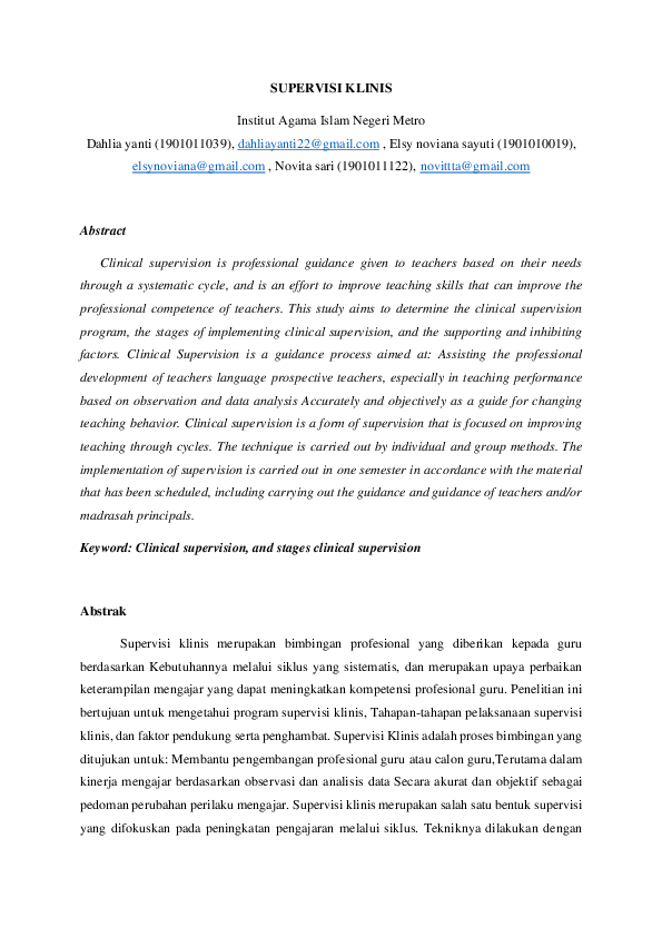 (PDF) SUPERVISI KLINIS