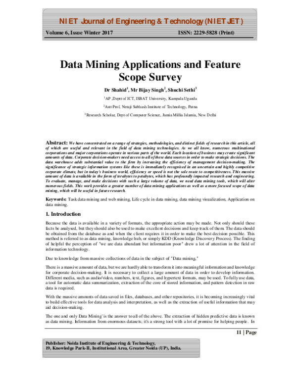 Data Mining Applications And Feature Scope Survey