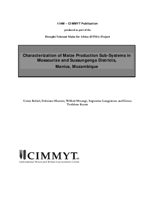 (PDF) produced as part of the Drought Tolerant Maize for Africa (DTMA ...