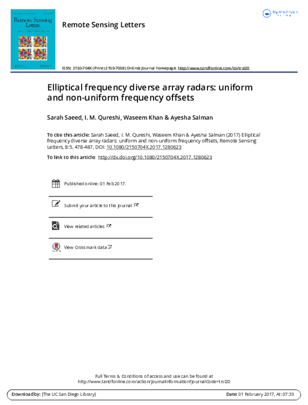 (PDF) Elliptical frequency diverse array radars: uniform and non-uniform frequency offsets