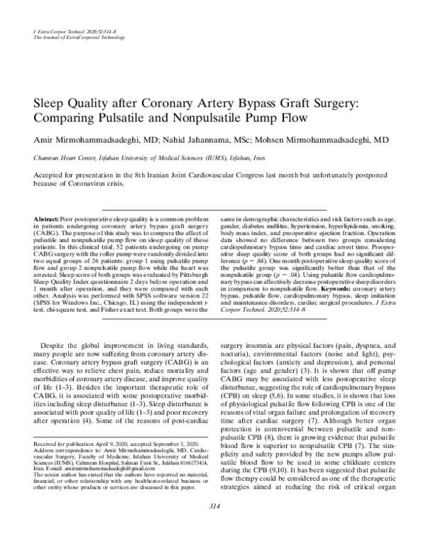 (PDF) Sleep Quality after Coronary Artery Bypass Graft Surgery ...