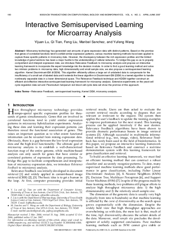 (PDF) Interactive Semi-Supervised Learning for Microarray Analysis