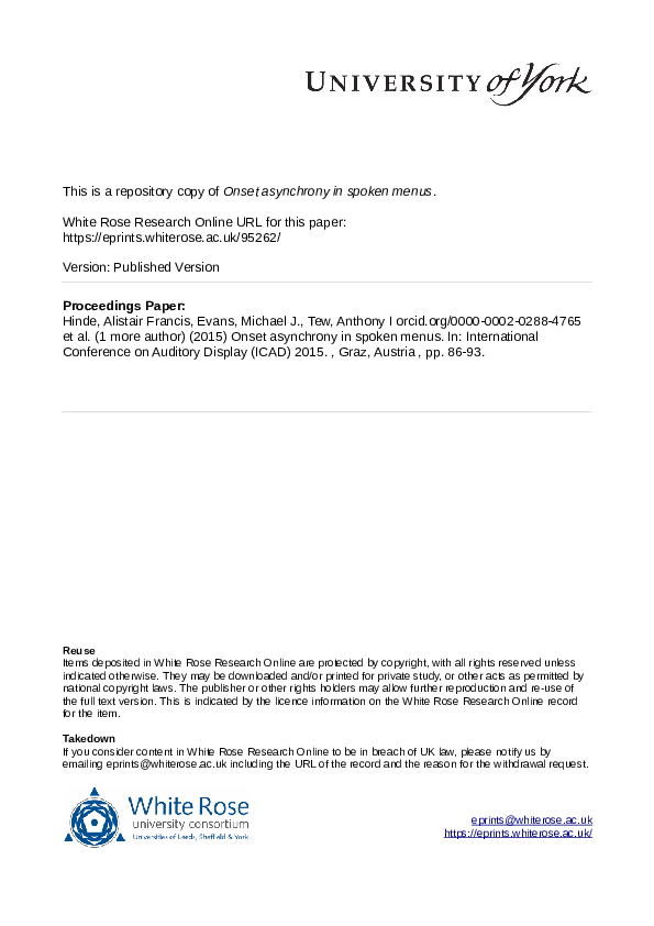 (PDF) Onset asynchrony in spoken menus