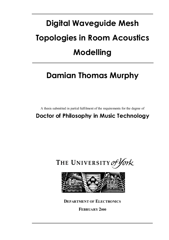 (PDF) 2-D digital waveguide mesh topologies in room acoustics modelling