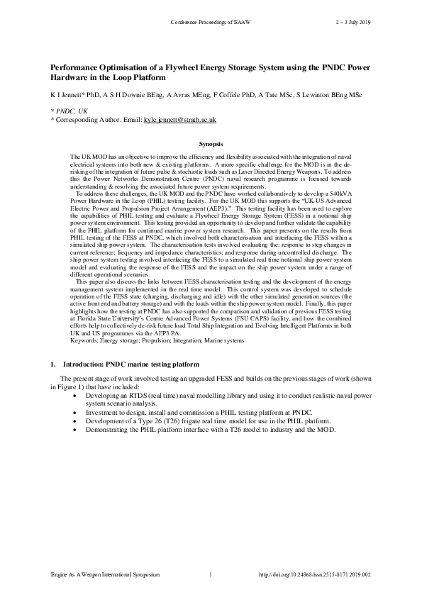 (PDF) Performance Optimisation of a Flywheel Energy Storage System using the PNDC Power Hardware ...