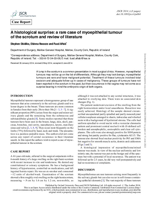 (PDF) A histological surprise: a rare case of myoepithelial tumour of ...