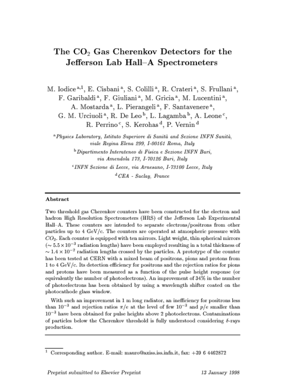 (PDF) The CO2 gas Cherenkov detectors for the Jefferson Lab Hall-A ...