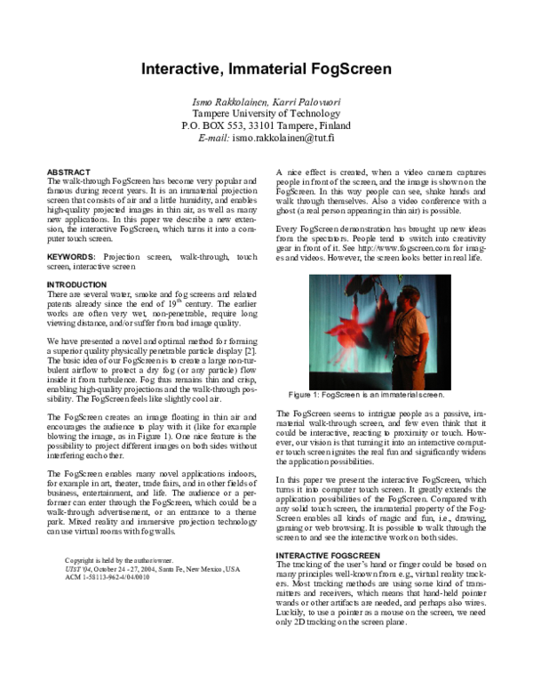 (PDF) Interactive , Immaterial FogScreen