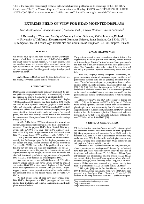 (PDF) Extreme field-of-view for head-mounted displays