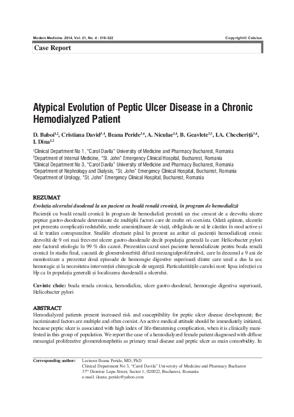 (PDF) Atypical Evolution of Peptic Ulcer Disease in a Chronic ...