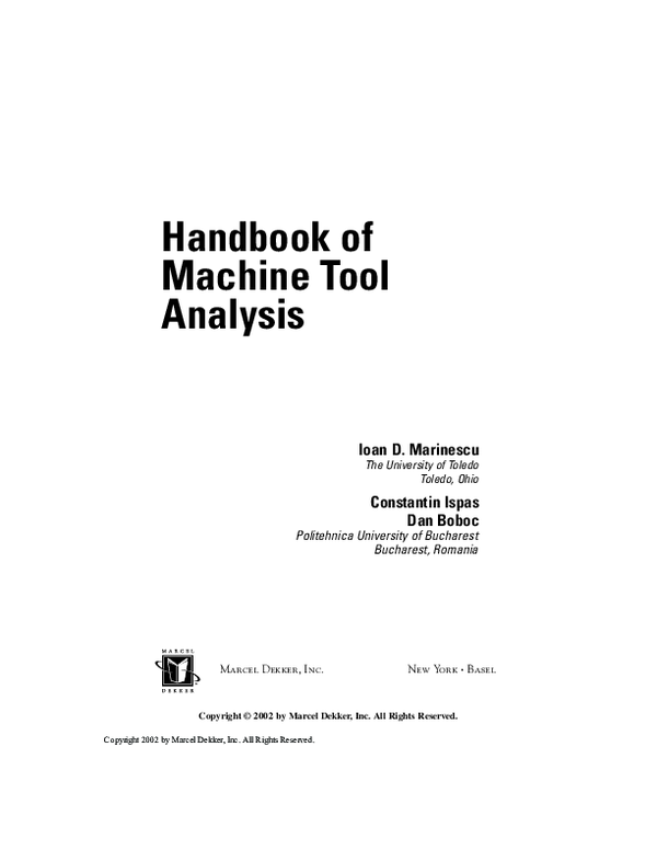 (PDF) Handbook of Machine Tool Analysis