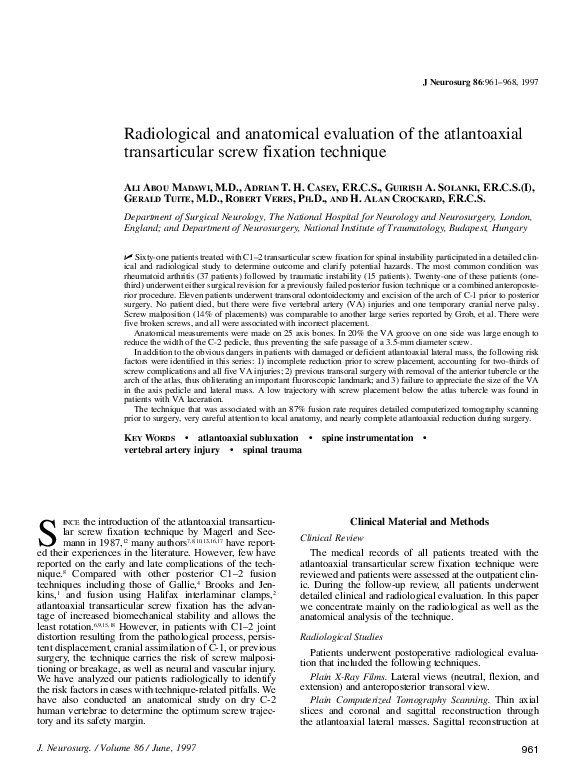 (PDF) Radiological and anatomical evaluation of the atlantoaxial ...