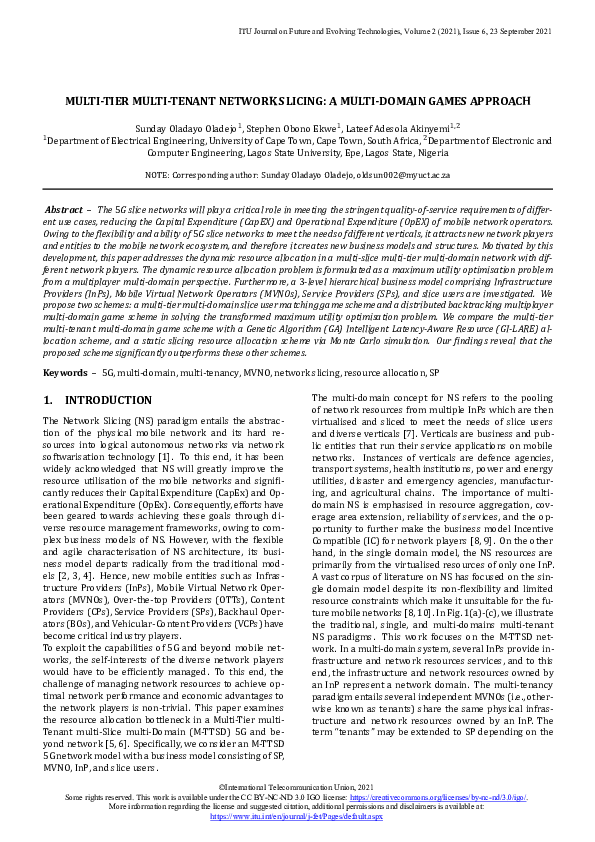(PDF) Multi-tier multi-tenant network slicing: A multi-domain games approach