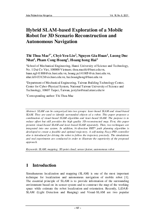 Pdf Hybrid Slam Based Exploration Of A Mobile Robot For 3d Scenario Reconstruction And 