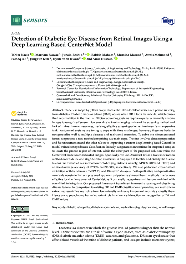 (PDF) Detection of Diabetic Eye Disease from Retinal Images Using a ...