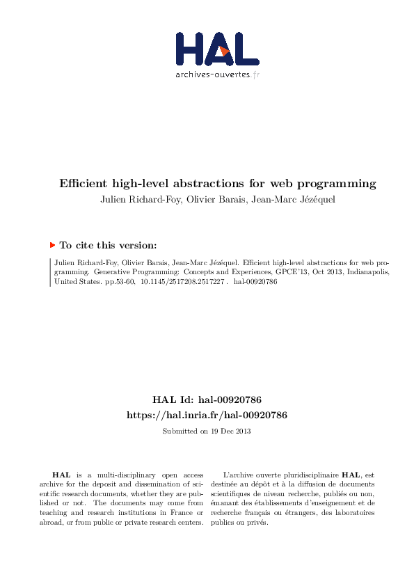 (PDF) High-Level Scala Abstractions for Efficient Web Programming