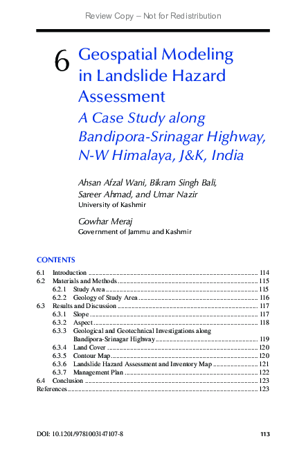 (PDF) 6 Geospatial Modeling in Landslide Hazard Assessment
