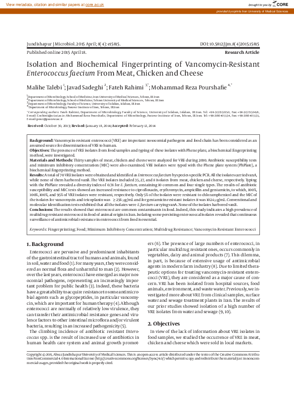 (PDF) Enterococcus faecium from meat, chicken and cheese
