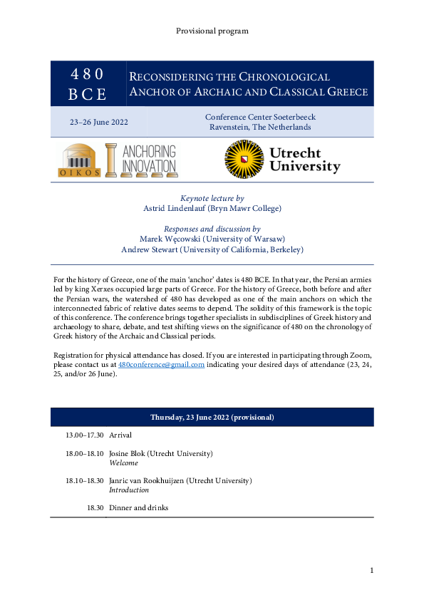 (PDF) 4 8 0 B C - RECONSIDERING THE CHRONOLOGICAL ANCHOR OF ARCHAIC AND ...