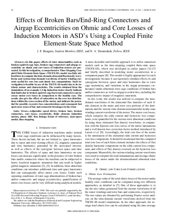 (PDF) Effects of broken bars/end-ring connectors and airgap eccentricities on ohmic and core ...