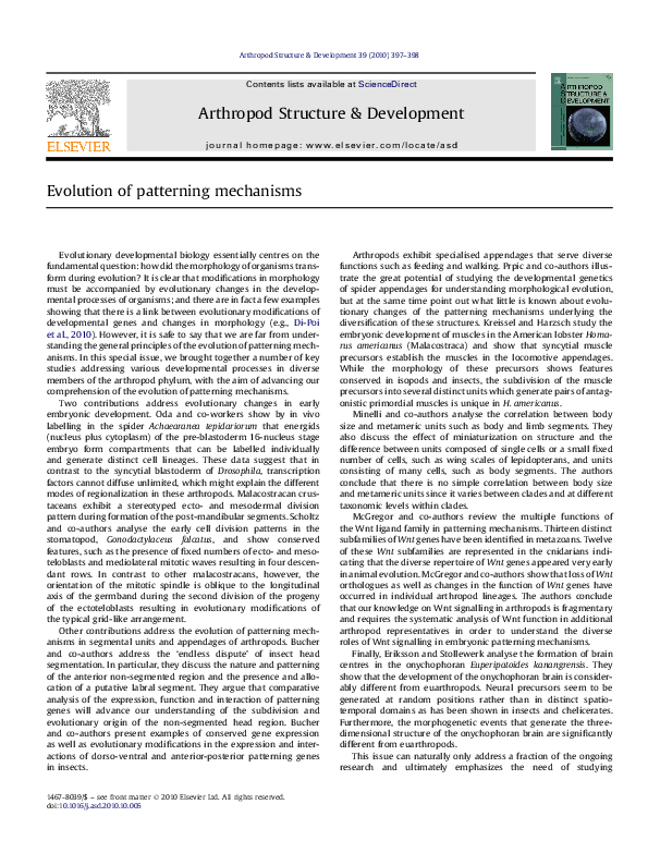 (PDF) Evolution of patterning mechanisms