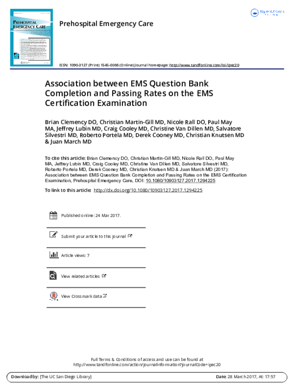 (PDF) Association between EMS Question Bank Completion and Passing ...