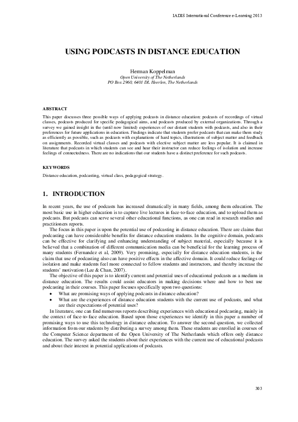 (PDF) Using Podcasts in Distance Education