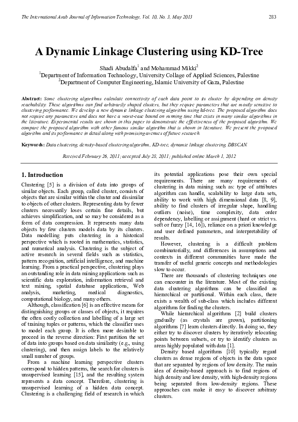 (PDF) A Dynamic Linkage Clustering using KD-Tree