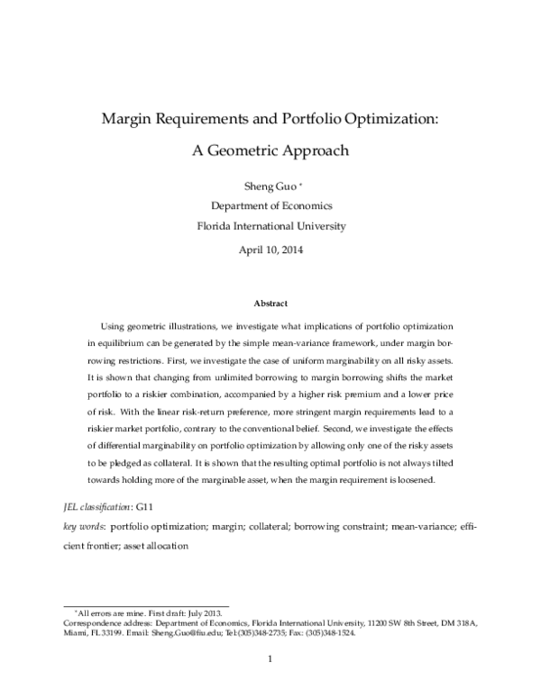 (PDF) Margin requirements and portfolio optimization: A geometric approach