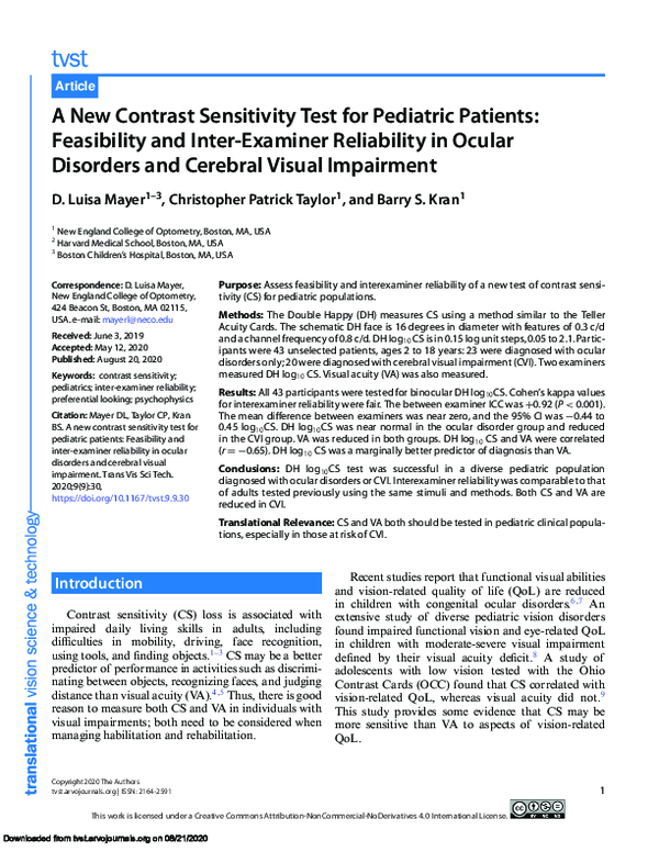 (PDF) A New Contrast Sensitivity Test for Pediatric Patients ...
