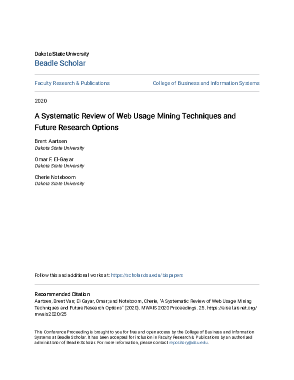 (PDF) A Systematic Review of Web Usage Mining Techniques and Future Research Options