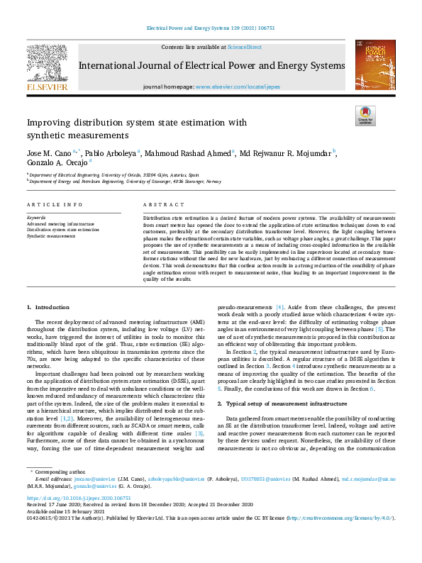 Pdf Improving Distribution System State Estimation With Synthetic