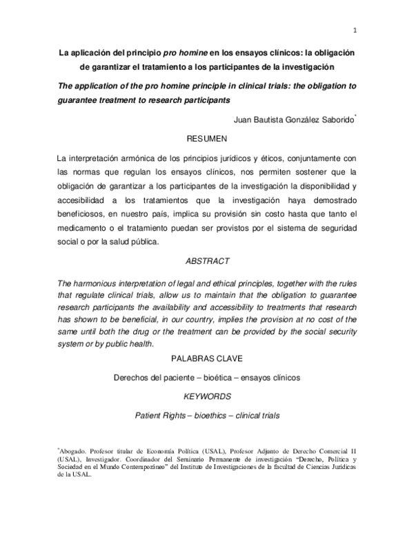 (PDF) La aplicación del principio pro homine en los ensayos clínicos y ...
