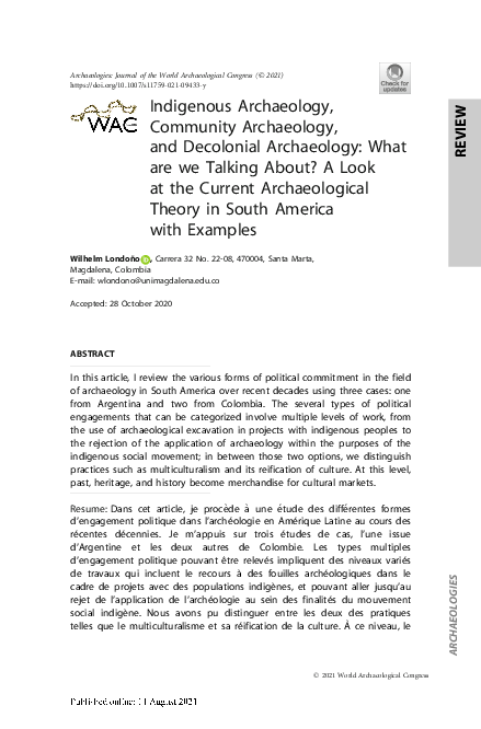 (PDF) Indigenous Archaeology, Community Archaeology, and Decolonial ...