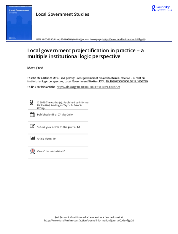 (PDF) Local government projectification in practice – a multiple ...