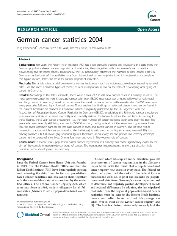 (PDF) German cancer statistics 2004