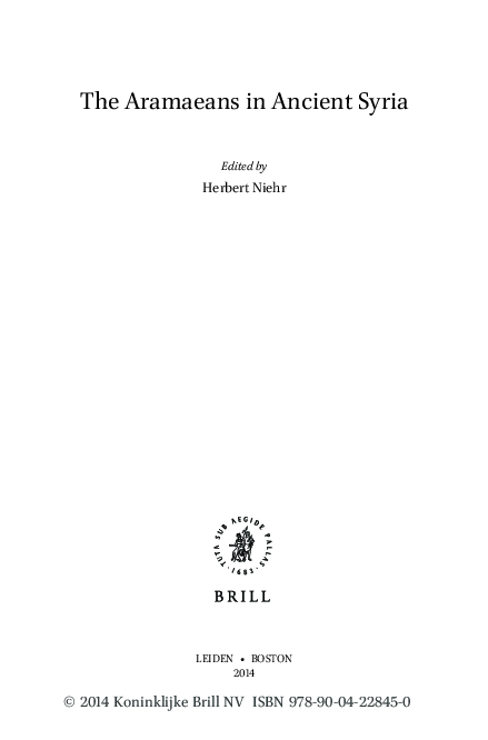 (PDF) The Aramaeans in Ancient Syria