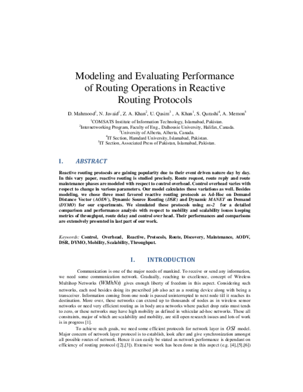 (PDF) Modeling and Evaluating Performance of Routing Operations in ...