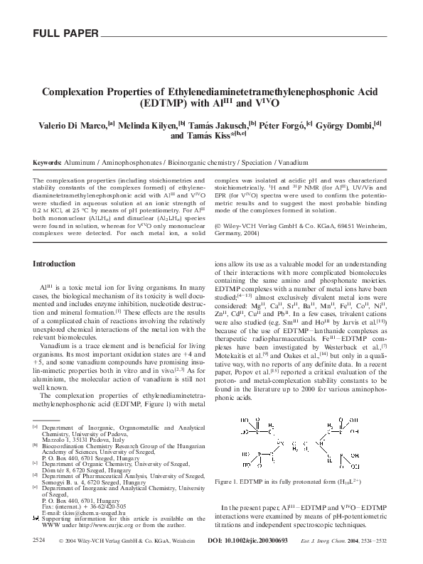 (PDF) Complexation Properties of ...