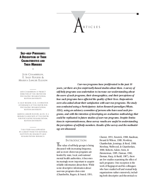 (PDF) Self-help programs: A description of their characteristics and ...