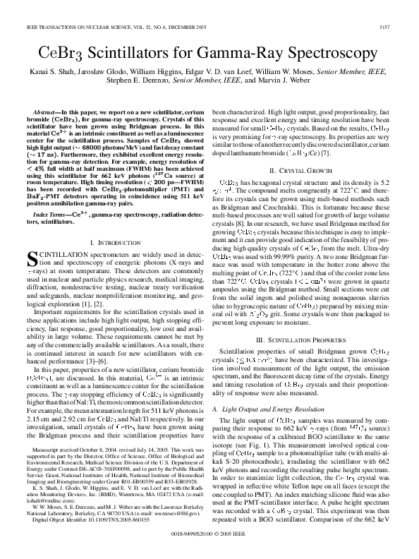 (PDF) CeBr/sub 3/ scintillators for gamma-ray spectroscopy