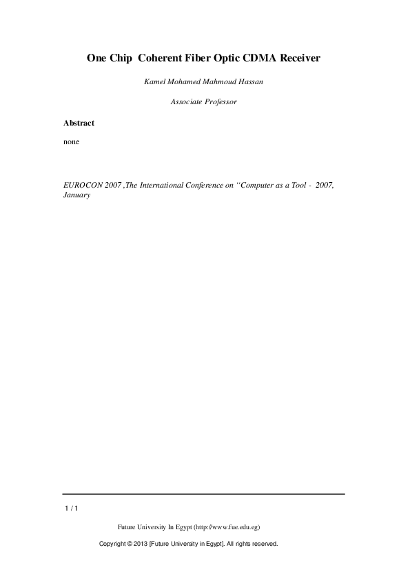 (PDF) One Chip Coherent Fiber Optic CDMA Receiver
