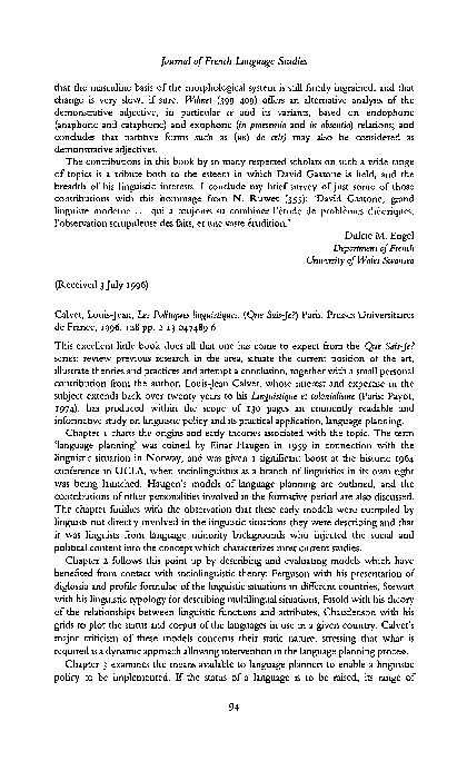 (PDF) Louis-Jean Calvet, Les Politiques linguistiques. (Que Sais-Je ...