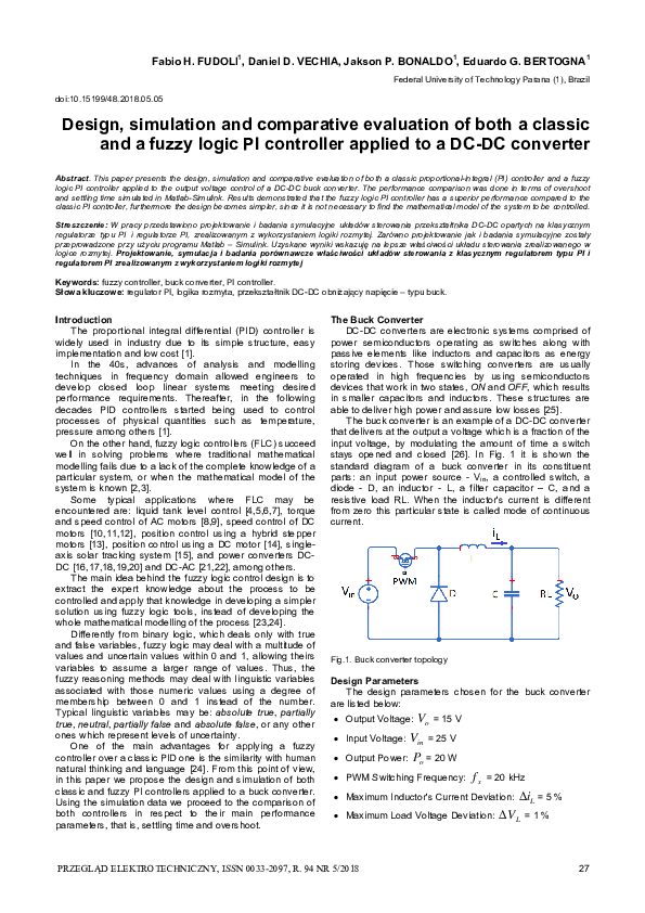 (PDF) Design, simulation and comparative evaluation of both a classic and a fuzzy logic PI ...