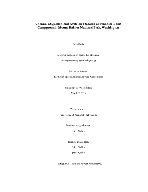 (PDF) Channel Migration and Avulsion Hazards at Sunshine Point ...