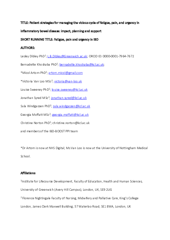 (PDF) Patient Strategies for Managing the Vicious Cycle of Fatigue ...