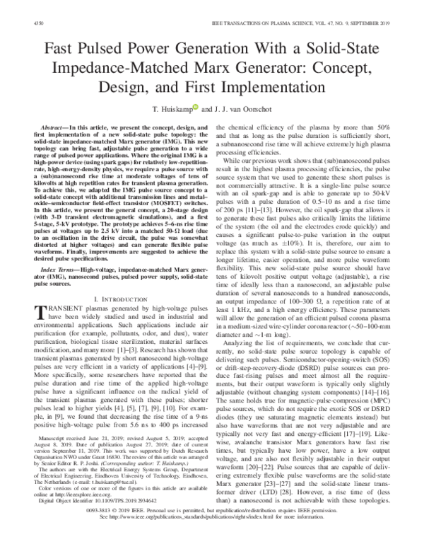 (PDF) Fast Pulsed Power Generation With a Solid-State Impedance-Matched ...